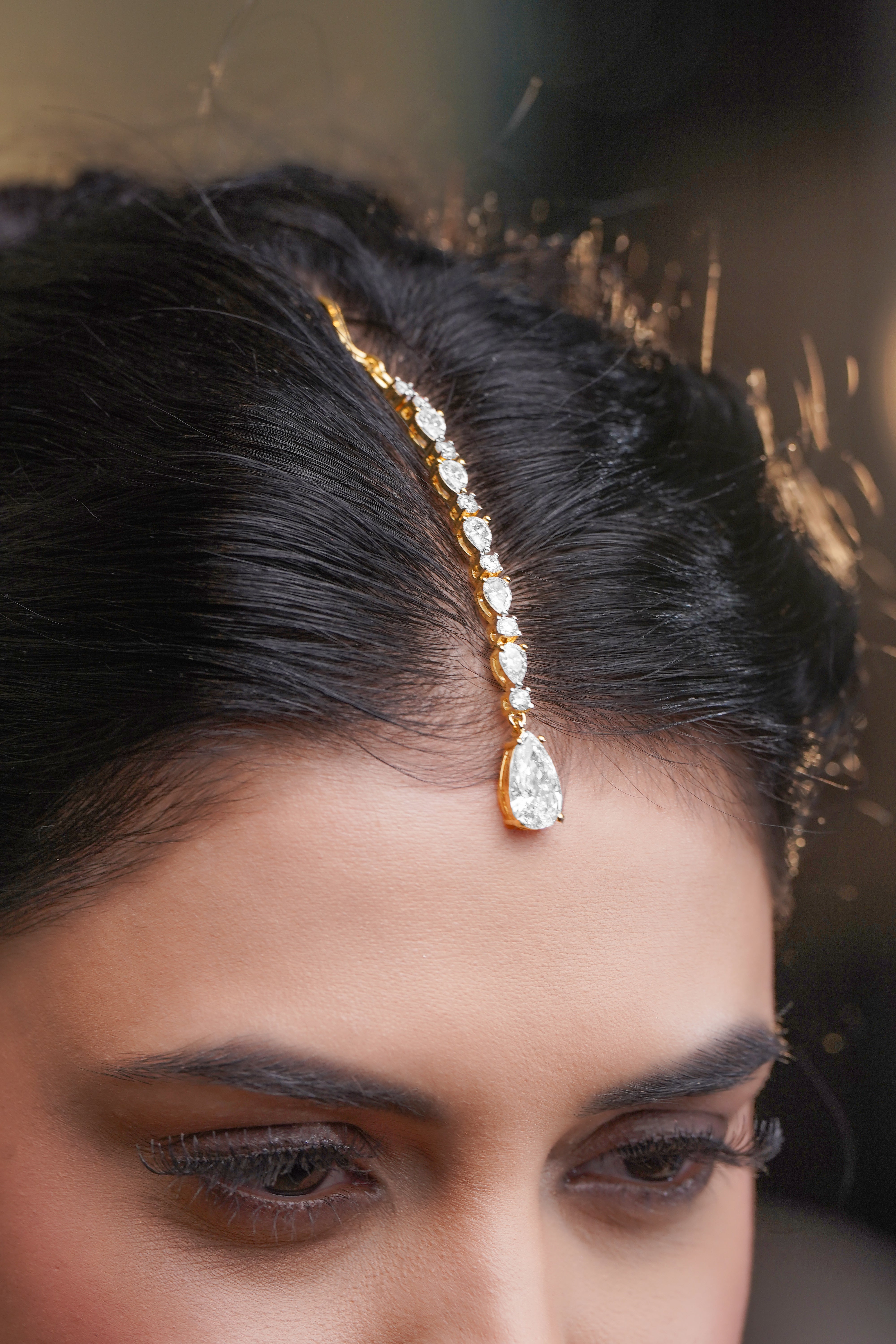 Festive Glow American Diamond Teardrop Maangtikka – Rubans