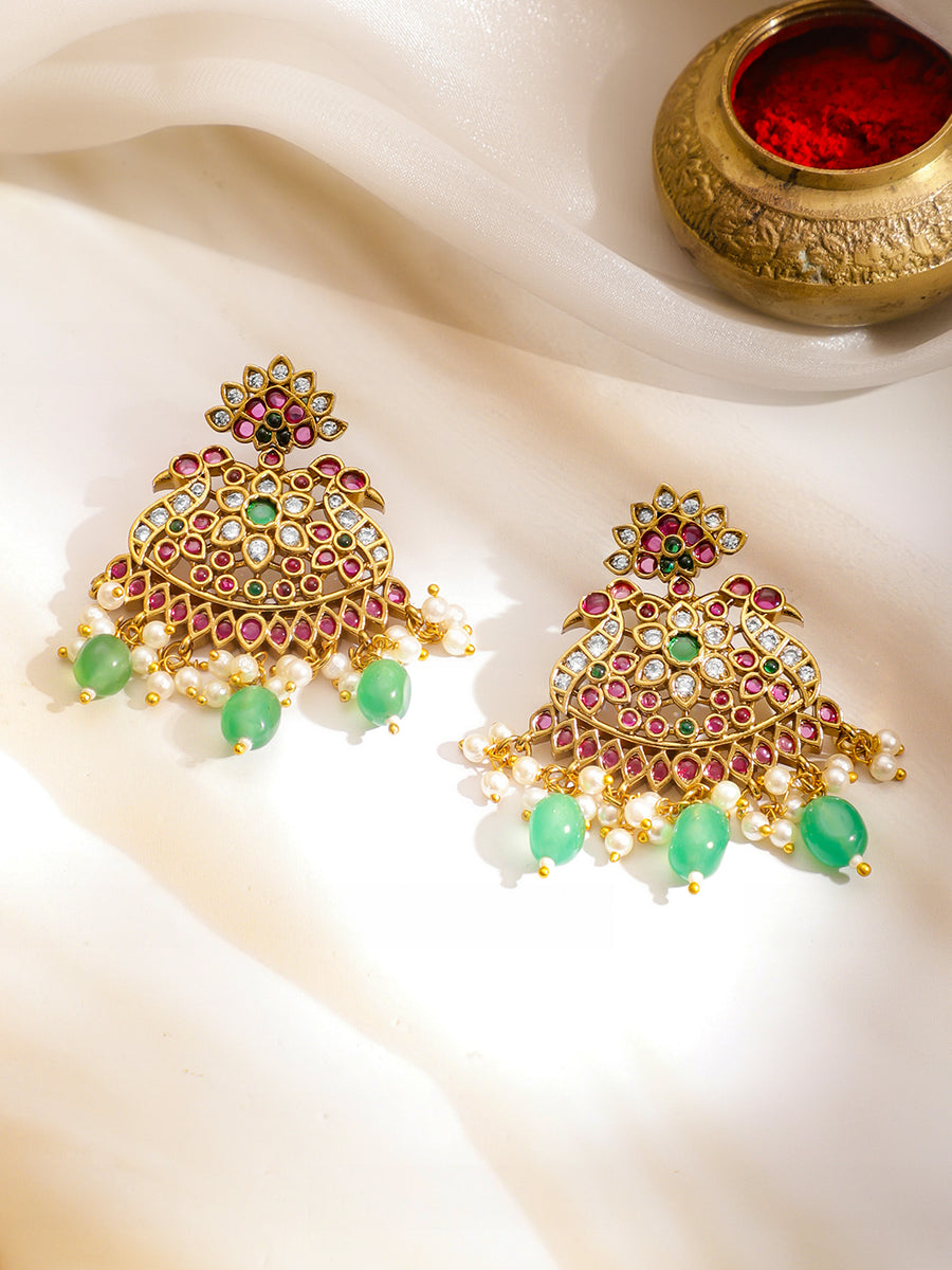 Blush & Emerald Golden Necklace Set – Rubans