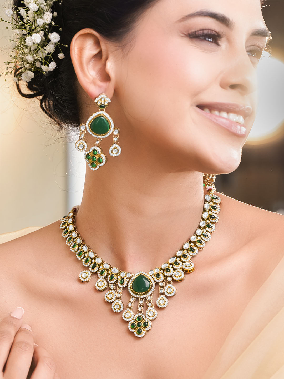 Queen’s Green Flame Necklace Set – Rubans