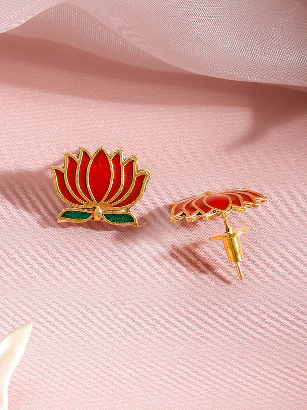 Lotus Motif Coin Pattern Temple Necklace Set – Rubans