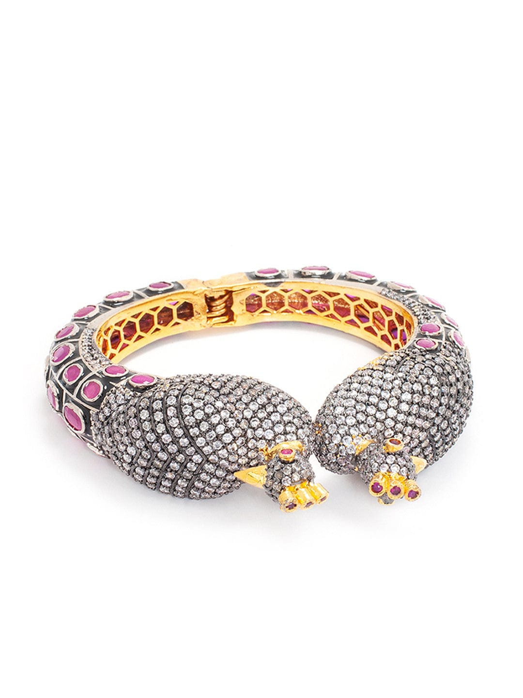 Rubans Gold-Toned Pink Metal Gold-Plated Handcrafted Cuff Bracelet