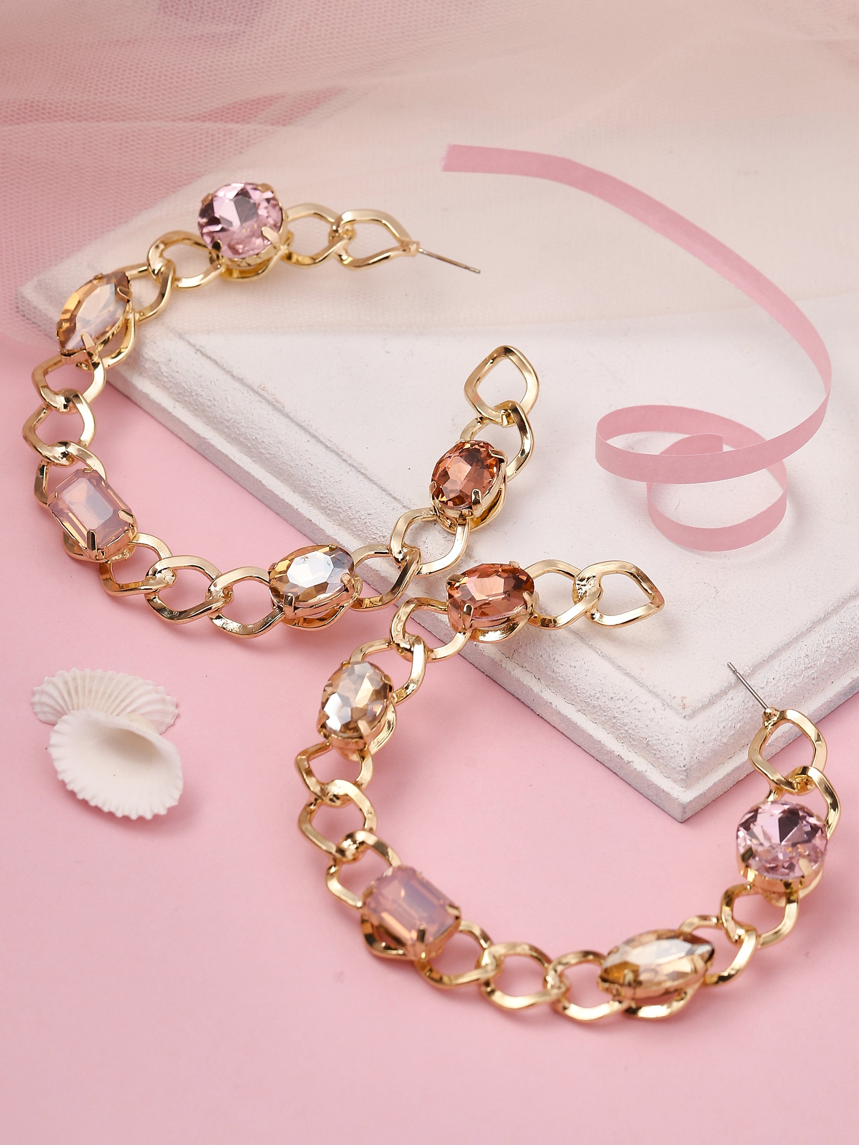 Rubans Fashion Accessories Gold-Plated Handcrafted Half Hoop Earrings